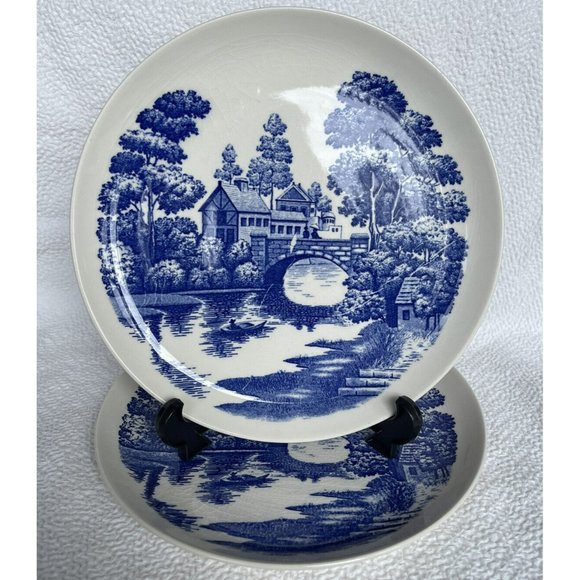 Nasco China | Kitchen | 2 Vintage Nasco China Lakeview Blue Dinner ...